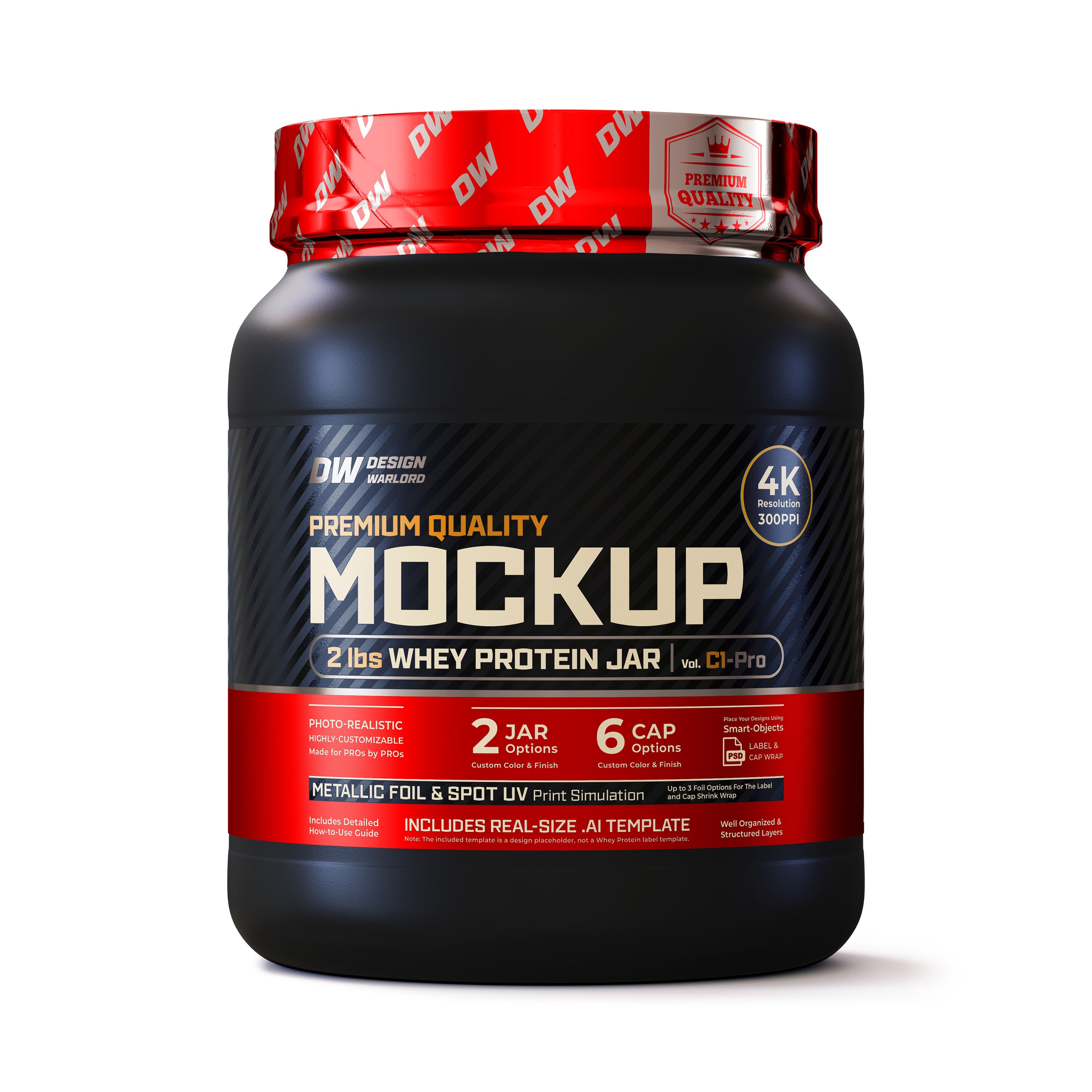 2 lbs Whey Protein Jar Mockup | Vol. C1-Pro