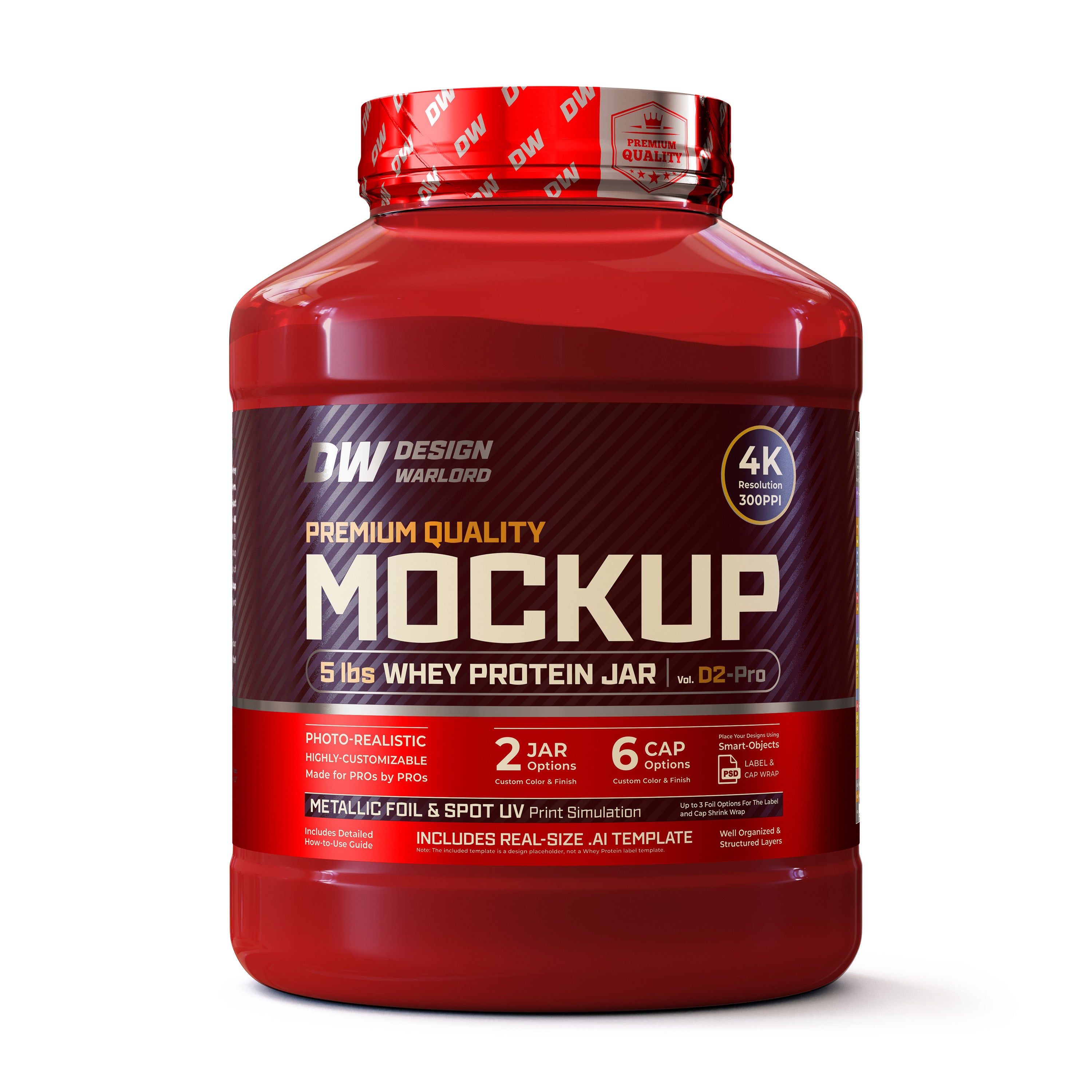 5 lbs Whey Protein Jar Mockup | Vol. D2-Pro